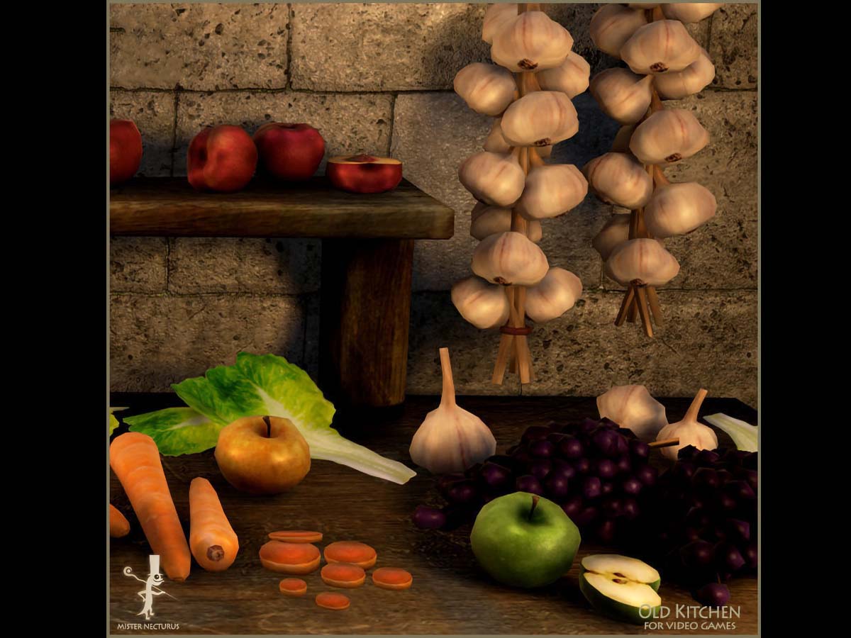 中世纪水果和蔬菜低聚3D模型 | Cocos Store